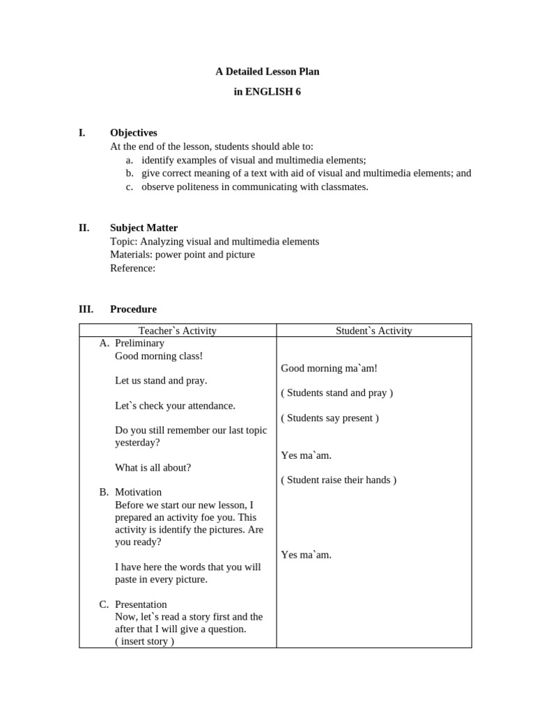 Lesson Plan: Visual & Multimedia Elements | PDF | Multimedia | Image