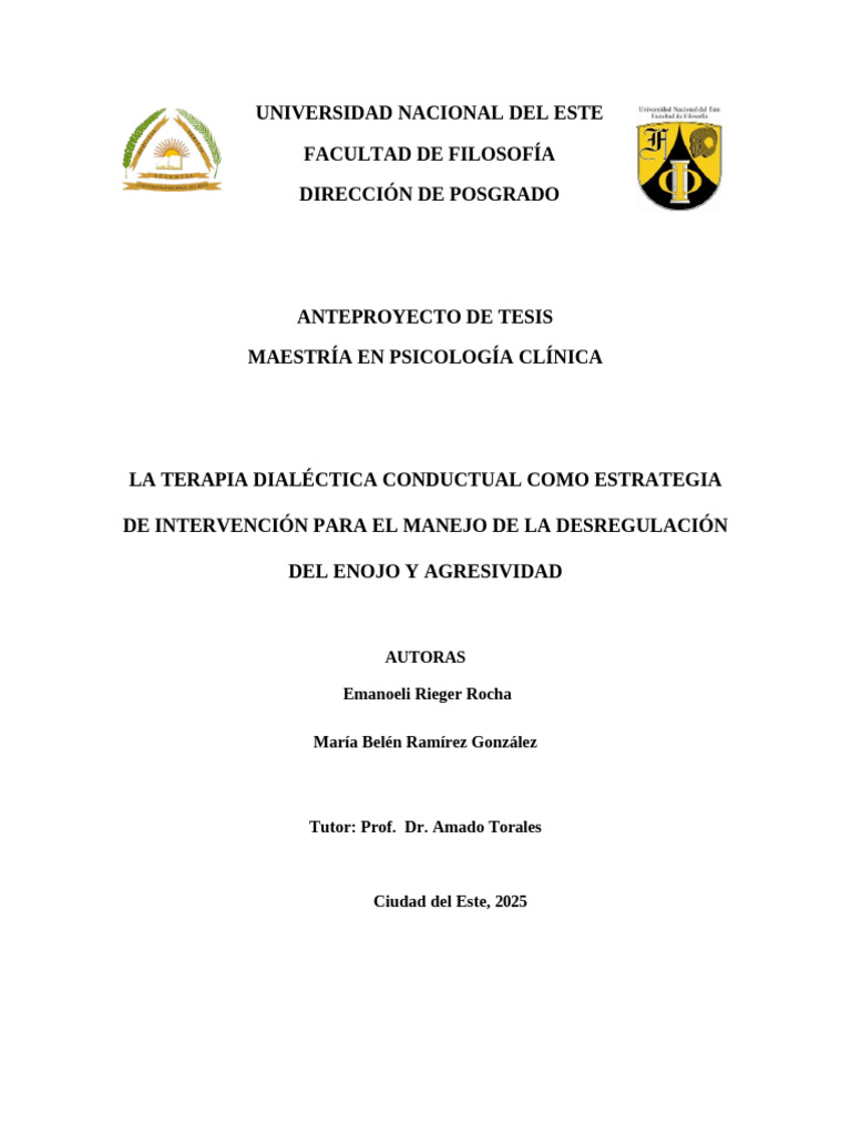 ANTEPROYECTO DE TFM Ema y Belén 2025 Borrador - REVISADO2 | PDF | Trastorno límite de la ...