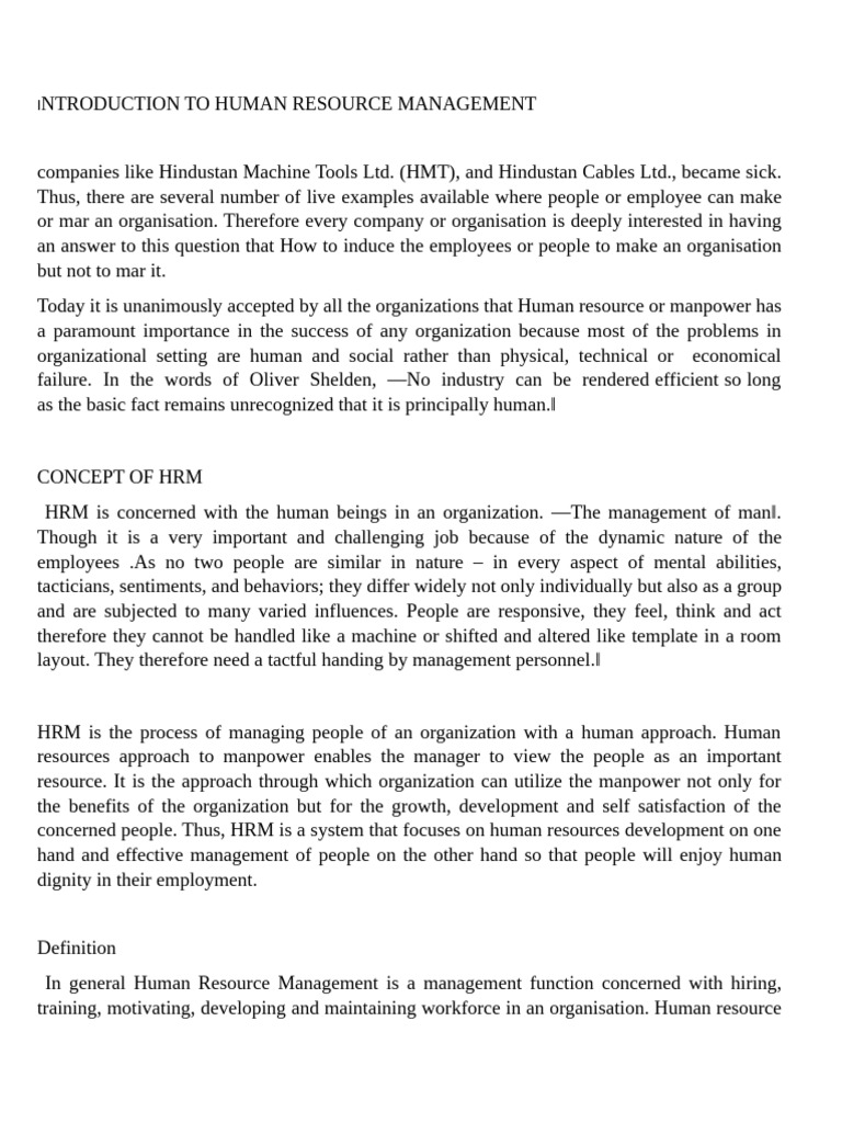 Human Resource Management Overview | PDF | Recruitment | Human Resource ...