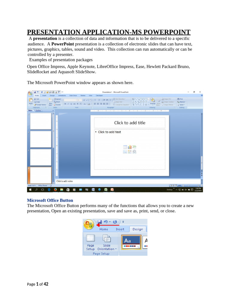 TOPIC 5-PRESENTATION APPLICATION-Ms Powerpoint 2007 | PDF | Page Layout | Typefaces
