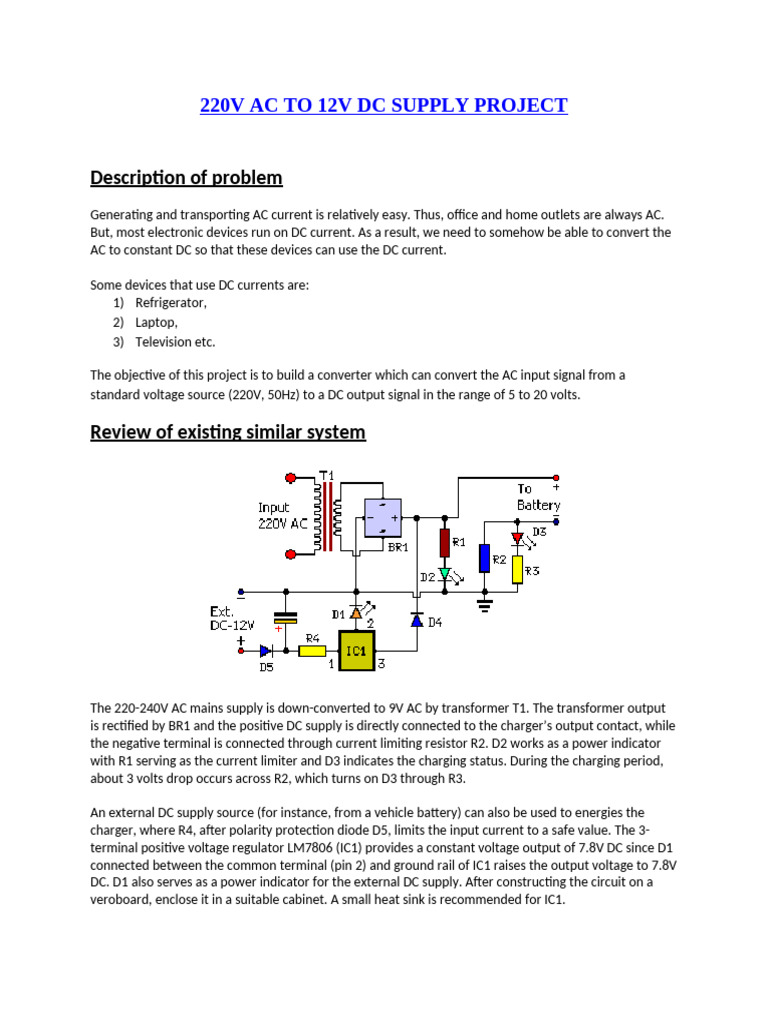 220v AC To 12v DC Supply Project | PDF | Rectifier | Direct Current