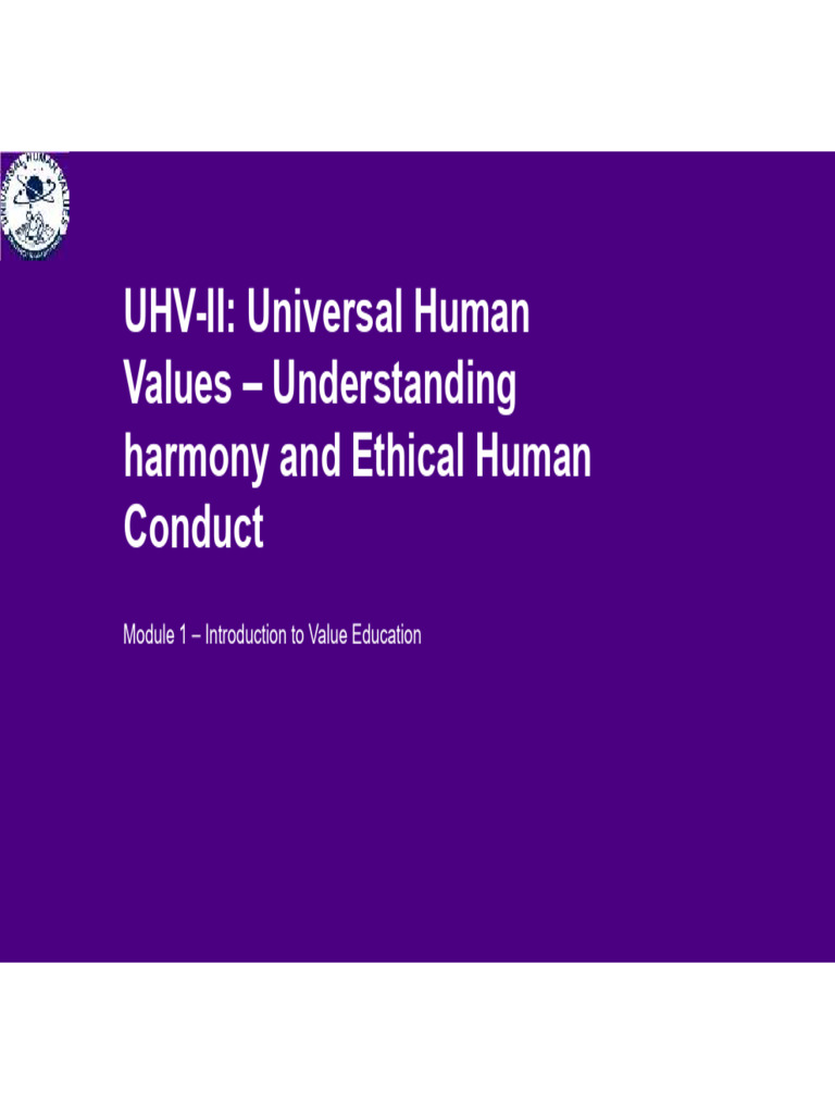 Introduction to Value Education Module | PDF | Rationality | Reason