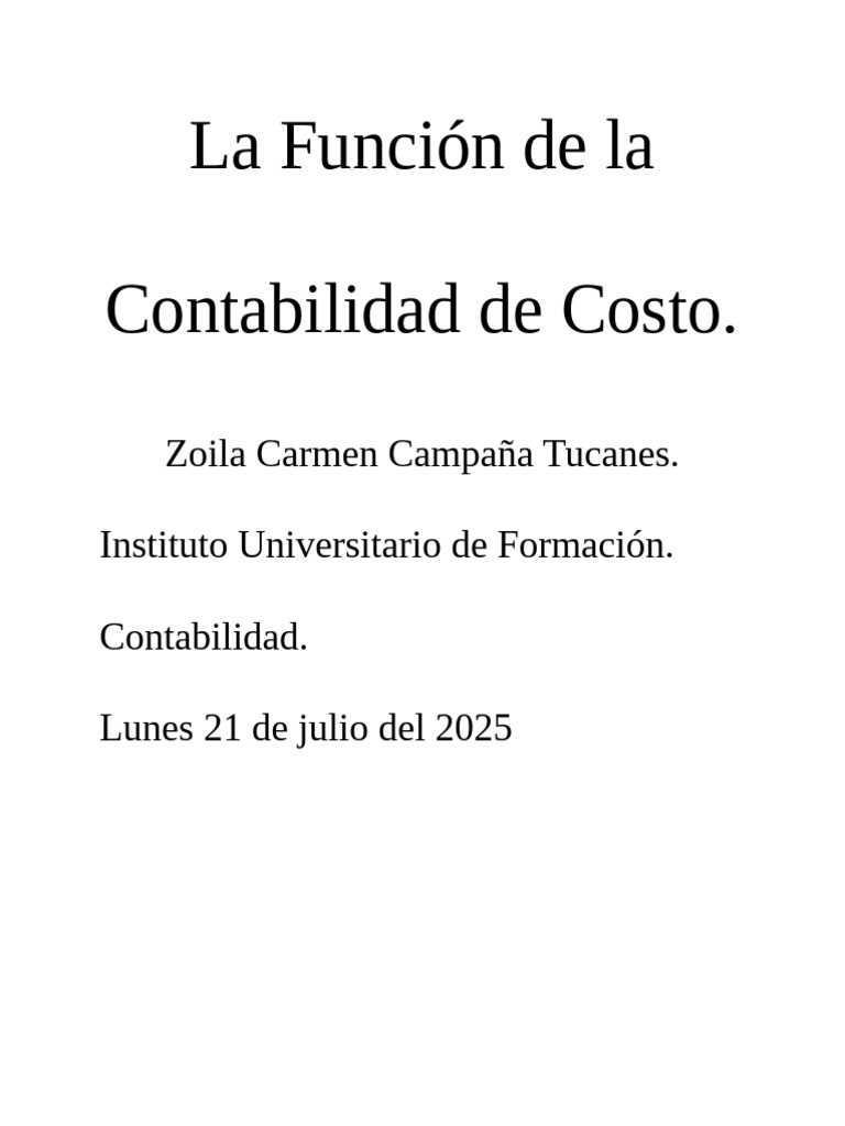 Funcion de Costos | PDF | Contabilidad de costos | Contabilidad