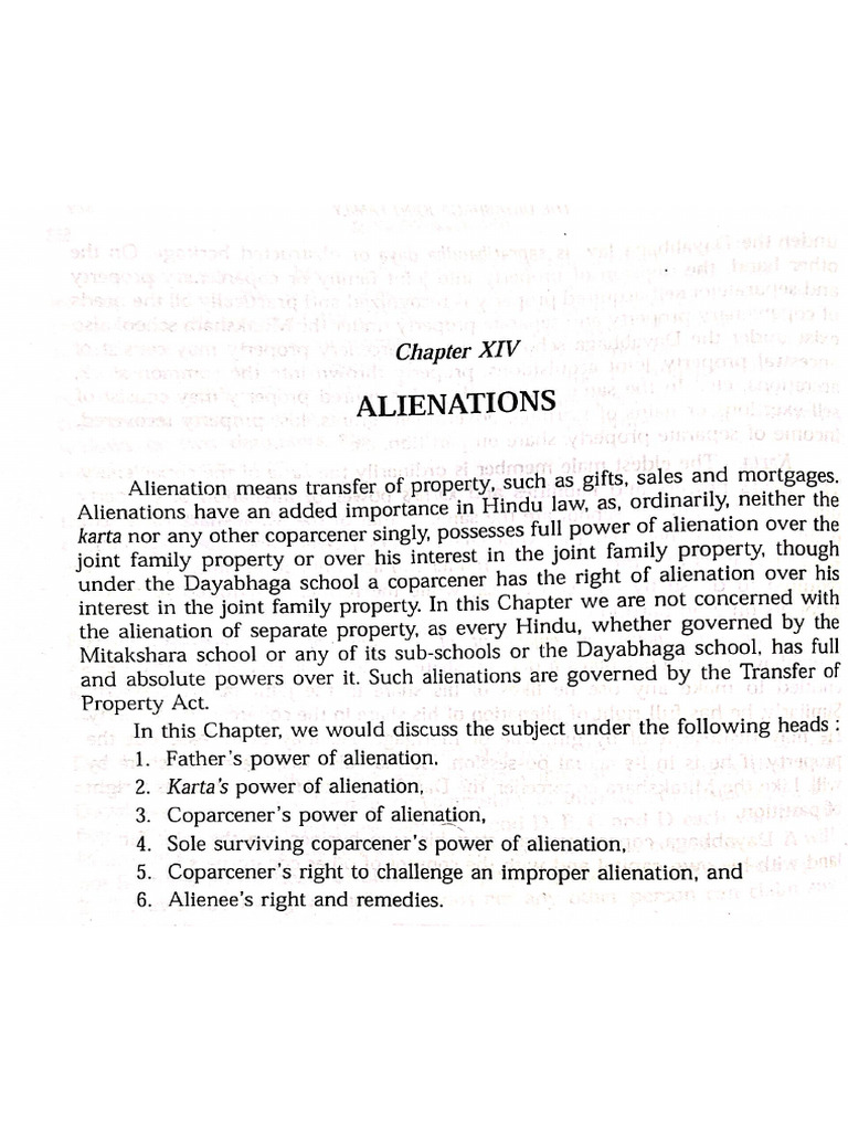 Family Law Coparecenery Alienation | PDF