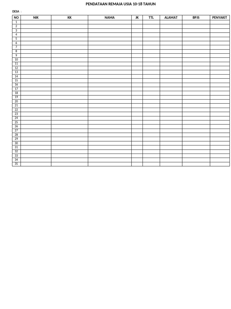 Form Pendataan | PDF