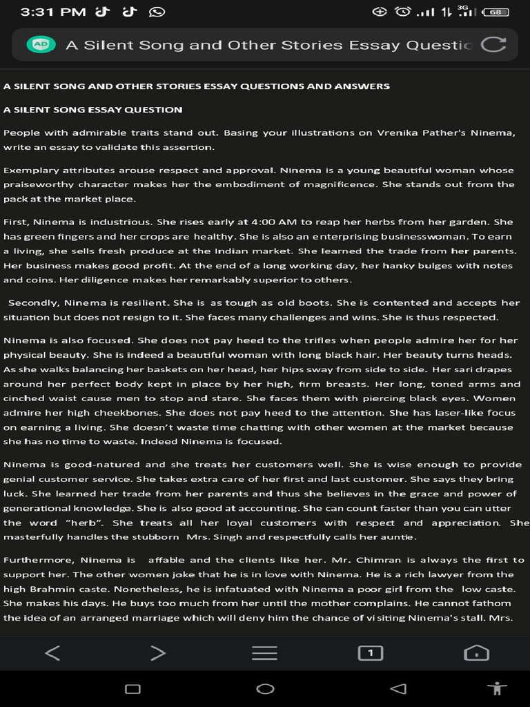 Silent - Song Essays 1,2,3...... | PDF