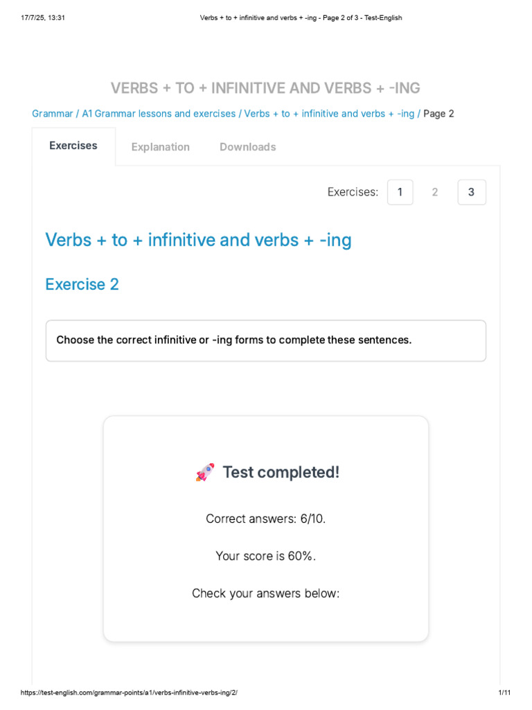 Infinitives vs. Gerunds in English | PDF | Syntactic Relationships ...