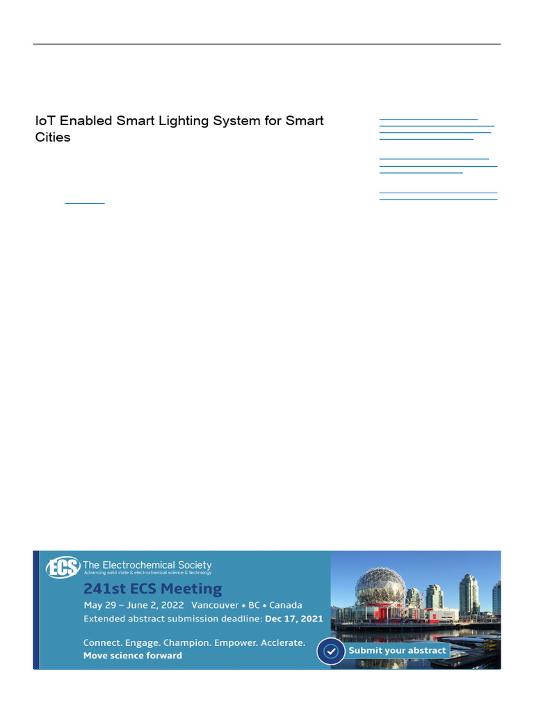 IoT Enabled Smart Lighting System For Smart Cities | PDF | Computer Network | Internet Of Things