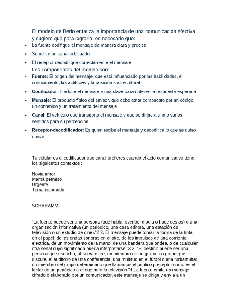 Modelo de Berlo: Claves de Comunicación Efectiva | PDF