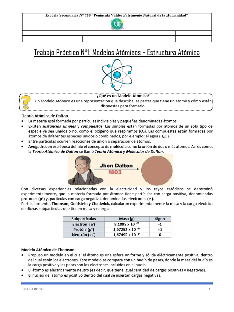 Modelos Atómicos y Estructura Atómica | PDF | Átomos | Núcleo atómico