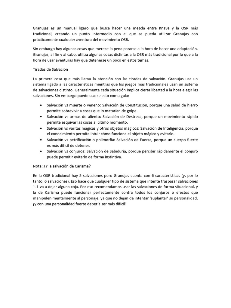 Adaptación OSR-Granujas 0.1 | PDF