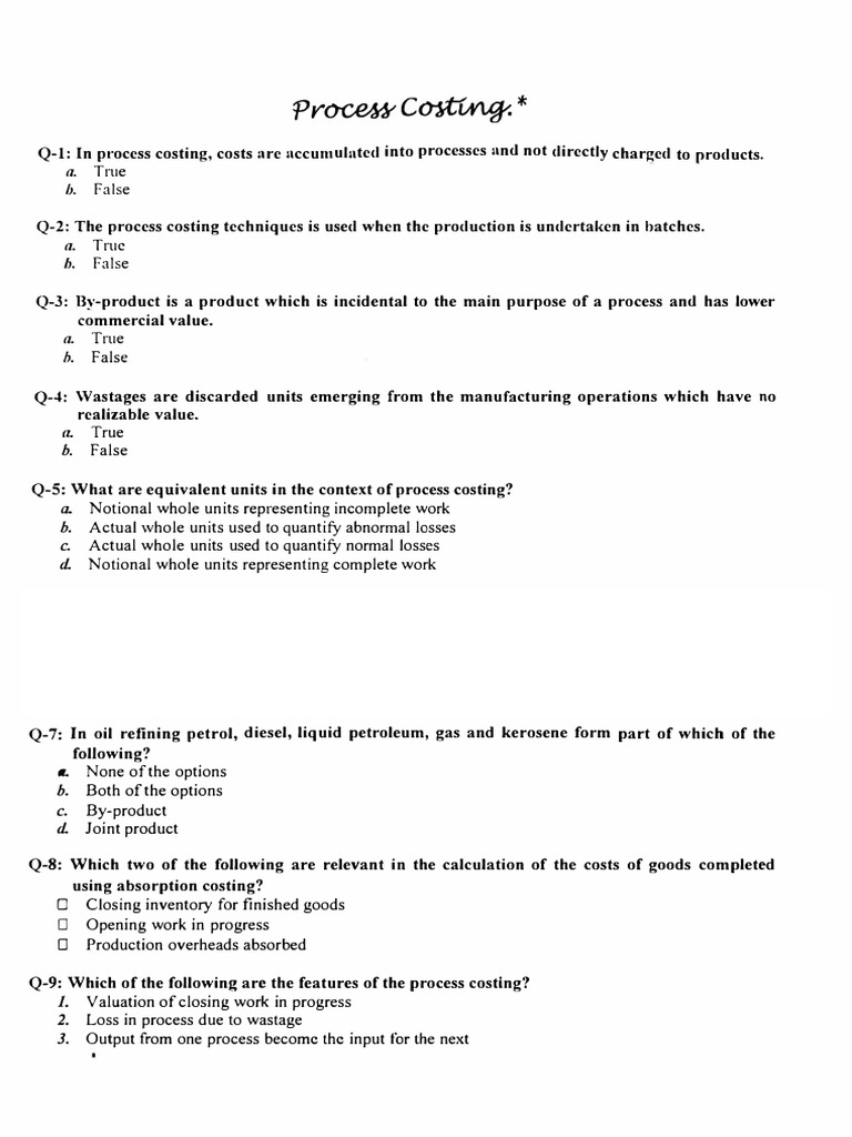 Process Costing Concepts and Questions | PDF | Cost Of Goods Sold ...