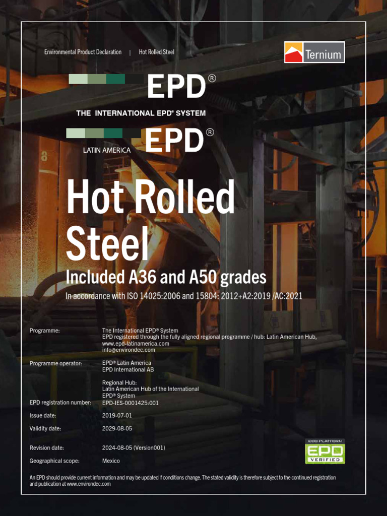 Epd Ies 0001425 003 Hot Rolled Steel 19 | PDF | Life Cycle Assessment ...