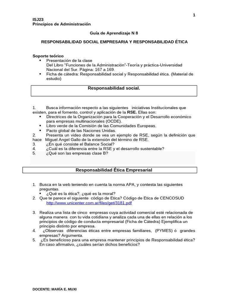 Guia de Aprendizaje N 8 - RSE Y Responsabilidad Etica | PDF