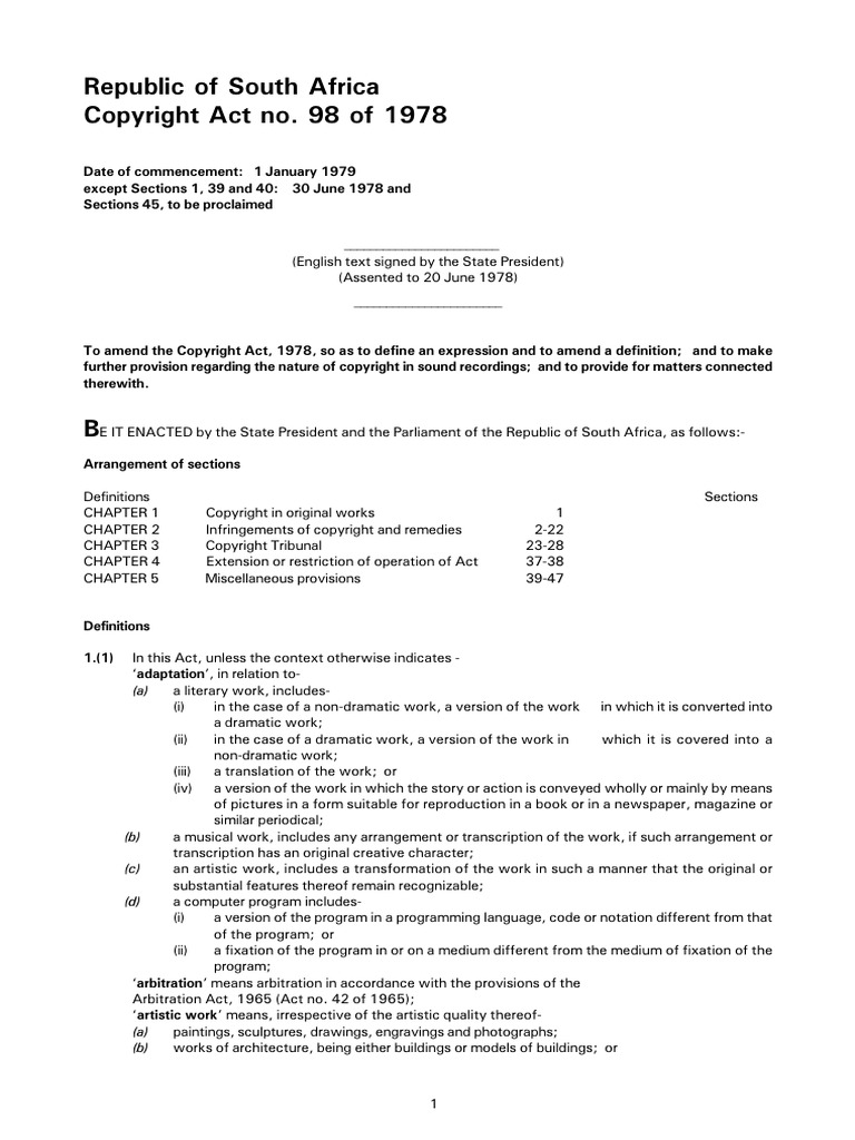 Summary of Copyright Act 1978 | PDF | Copyright