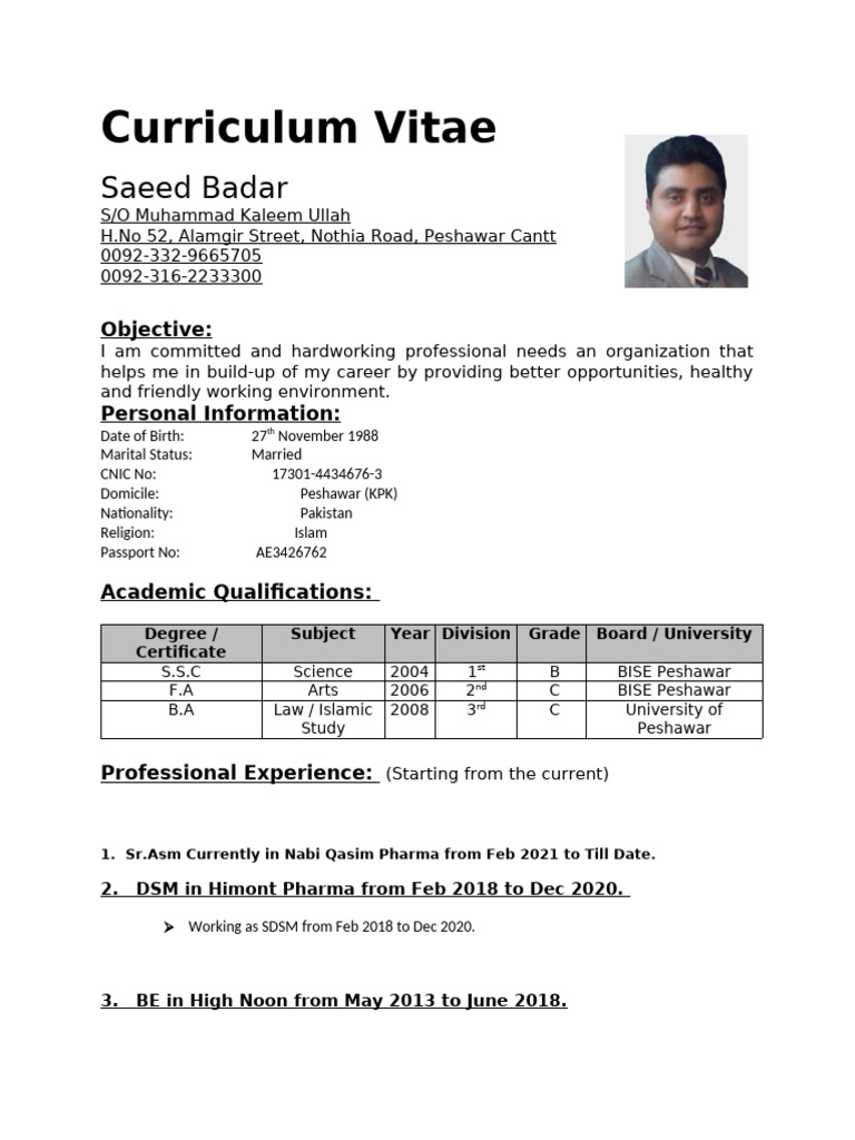 CV Saeed Badar 1504 | PDF