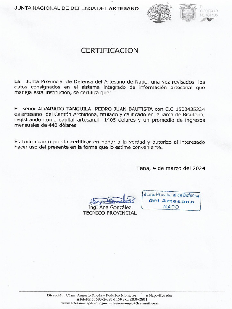 Certificado Jna Anita Gonzales | PDF