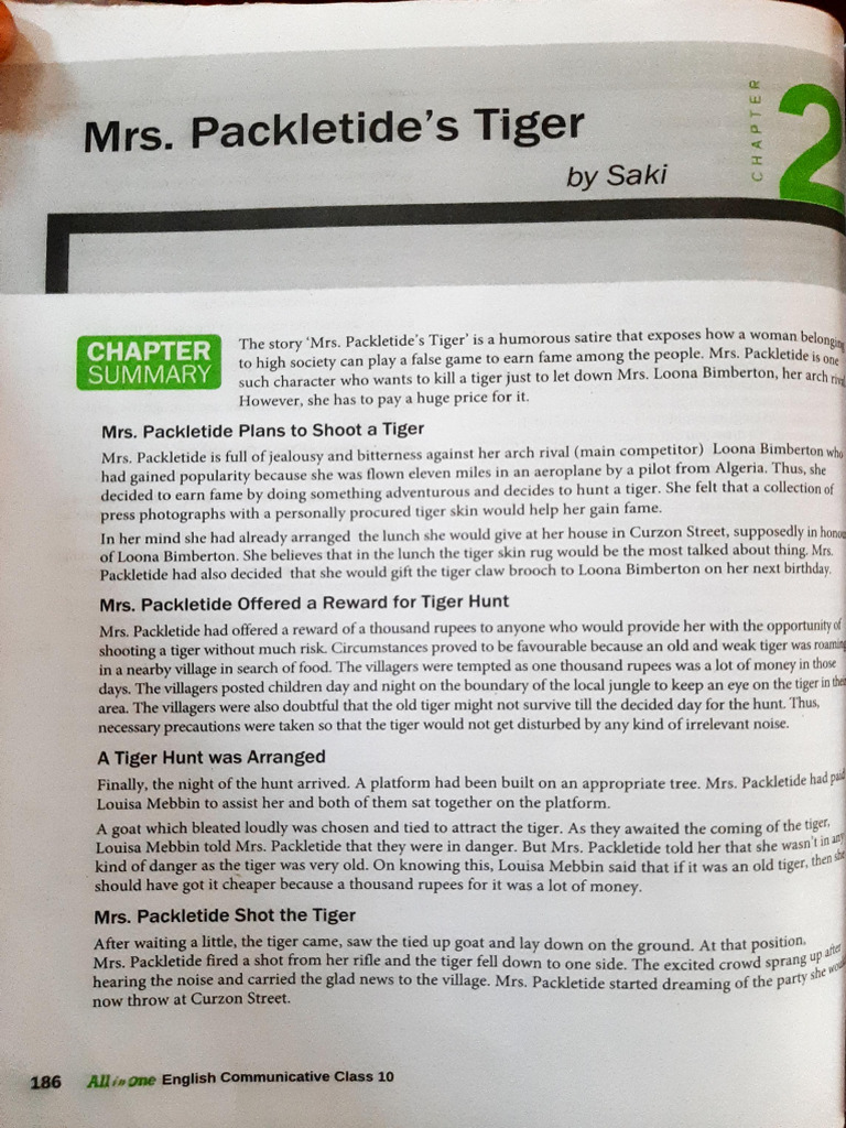 Mrs. Packletide's Tiger: A Satirical Hunt | PDF