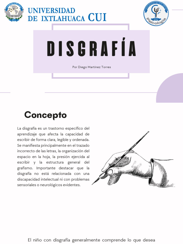 Qué es la disgrafía y sus características | PDF | Ciencias del ...