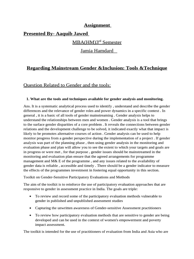 Gender Analysis Tools and Techniques Guide | PDF | LGBTQIA+ Studies ...