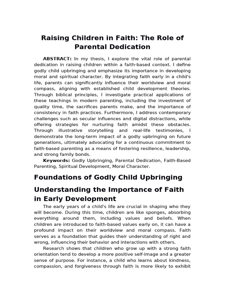 Raising Children in Faith The Role of Parental Dedication | PDF | Faith ...