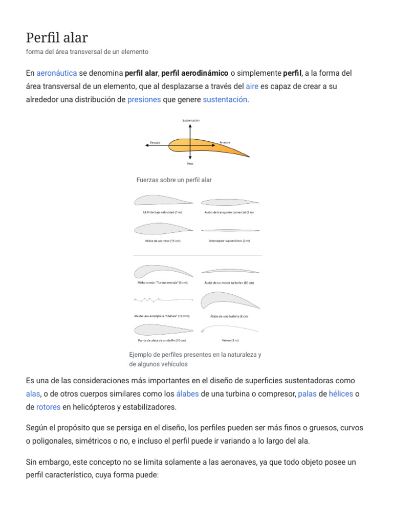 Perfil Alar - Wikipedia, La Enciclopedia Libre | PDF | Superficie ...