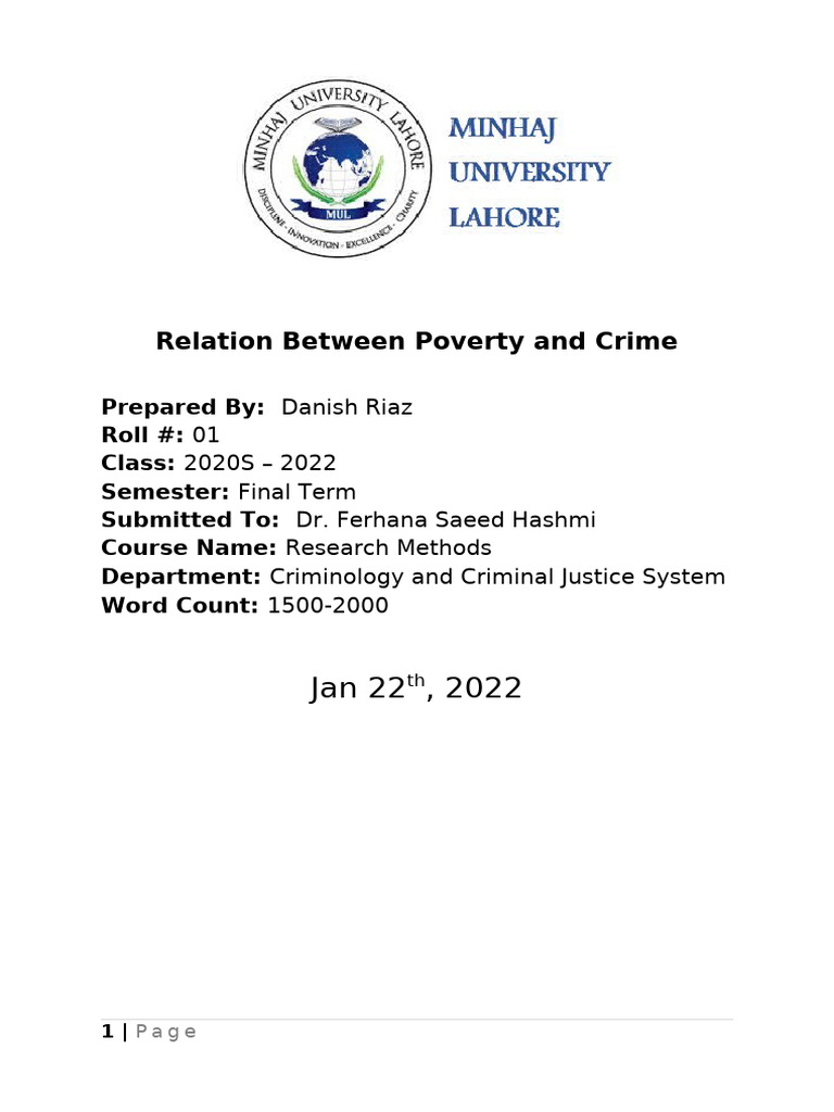 Relation Between Poverty and Crime | PDF | Crimes | Crime & Violence