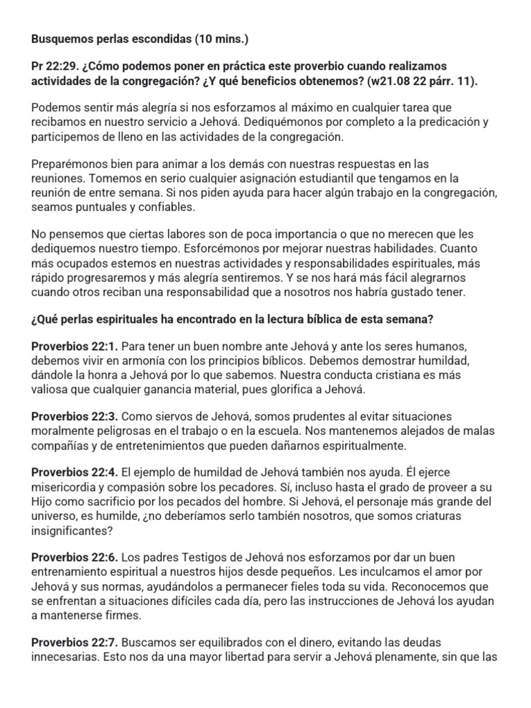 Aplicando Proverbios 22 en la Congregación | PDF | Libro de proverbios ...
