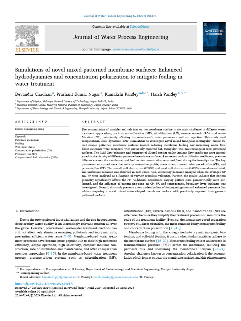 DC - Simulation of Novel Mixed Patterned Membrane Surfaces | PDF ...