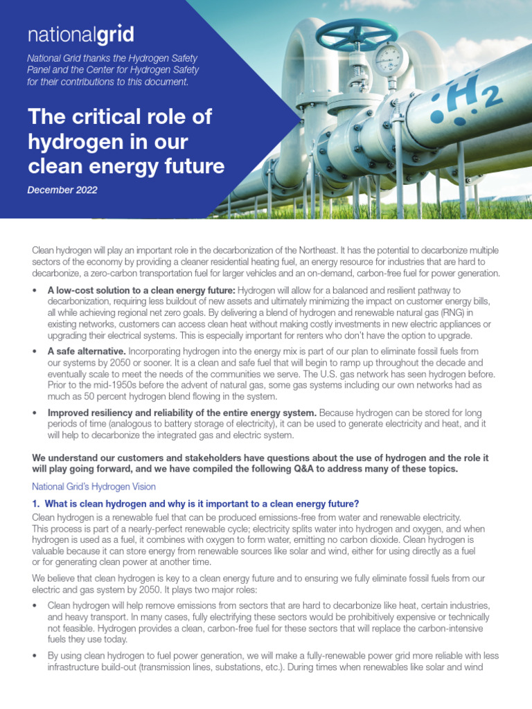 Hydrogen's Role in Northeast Decarbonization | PDF | Natural Gas ...
