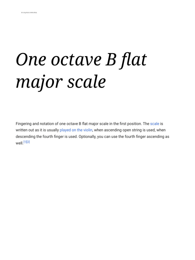 One Octave B Flat Major Scale - Violinwiki | PDF