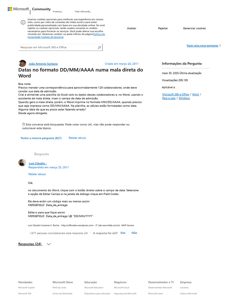 Formato de Data em Mala Direta Word | PDF | Microsoft | Microsoft Office