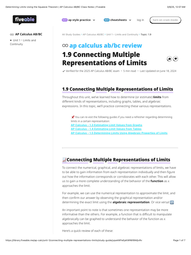 1.9 Determining Limits Using The Squeeze Theorem - AP Calculus AB:BC ...