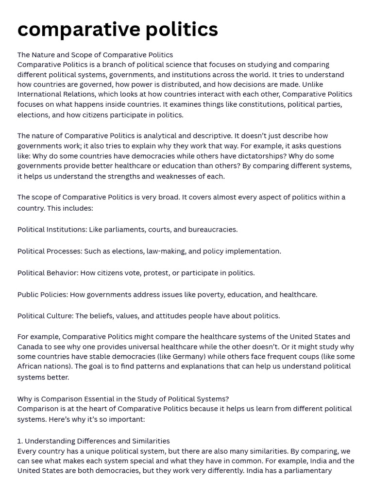 Understanding Comparative Politics | PDF | Democracy | Political Ideologies