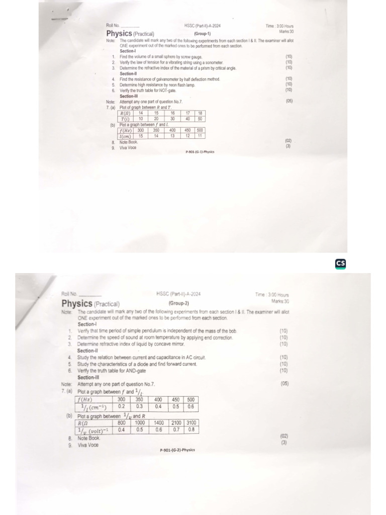 Past Papers Practical | PDF