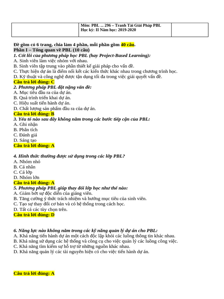 Final Exam - PBL 296 - Question and Answer | PDF