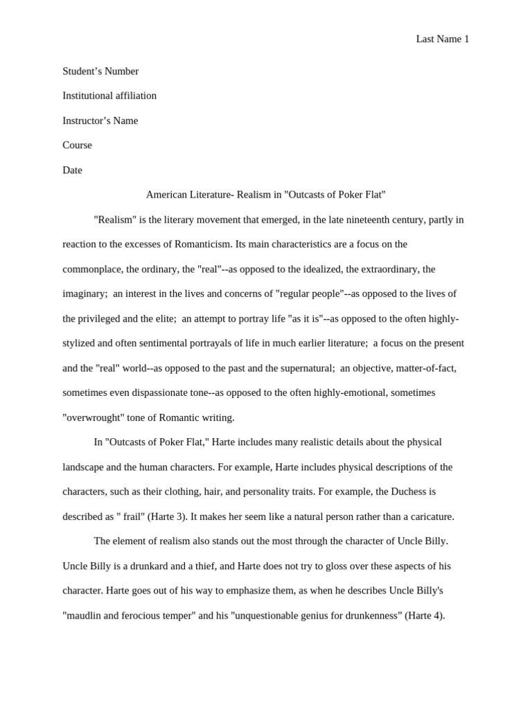 Realism in Outcasts of Poker Flat | PDF | Realism (Arts) | Romanticism