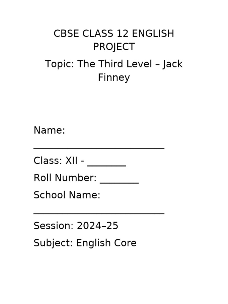 The Third Level English Project Class 12 | PDF | Psychology