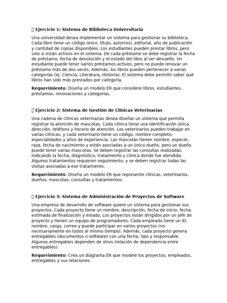 Modelos ER para Sistemas de Gestión Diversos | PDF | Software