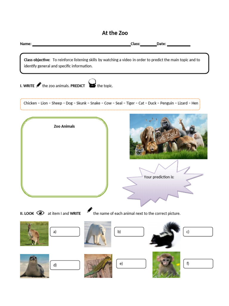 OA3 5° 6° Básico - Unit 3 ANIMAL ZOO | PDF | Zoo | Zoology