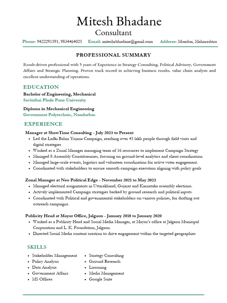 Mitesh Bhadane CV | PDF