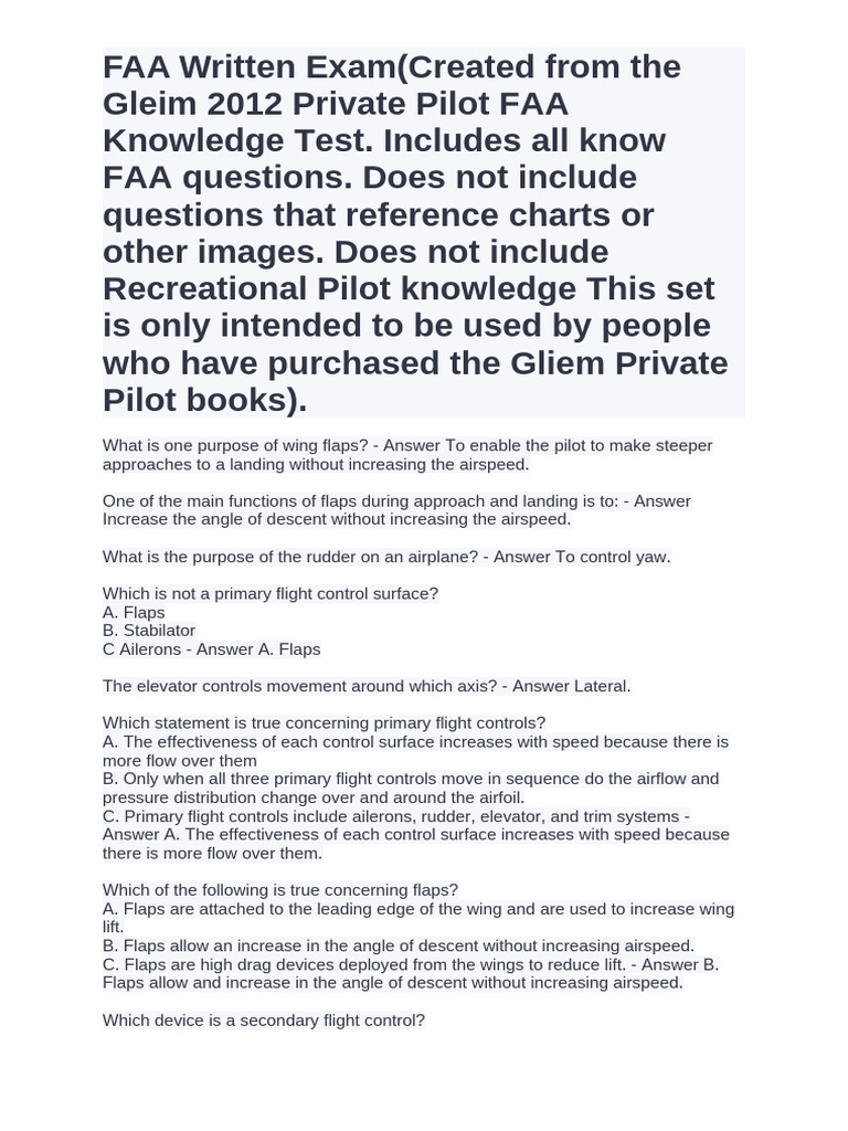 63bfe9f313669 Faa Written Exam | PDF | Flight Control Surfaces | Air ...