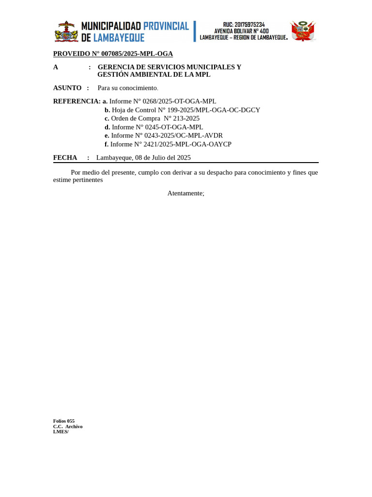 Proveido #07085-2025 | PDF