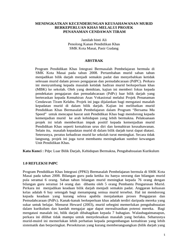 Meningkatkan Kecenderungan Keusahawanan Murid Berkeperluan Khas Melalui ...