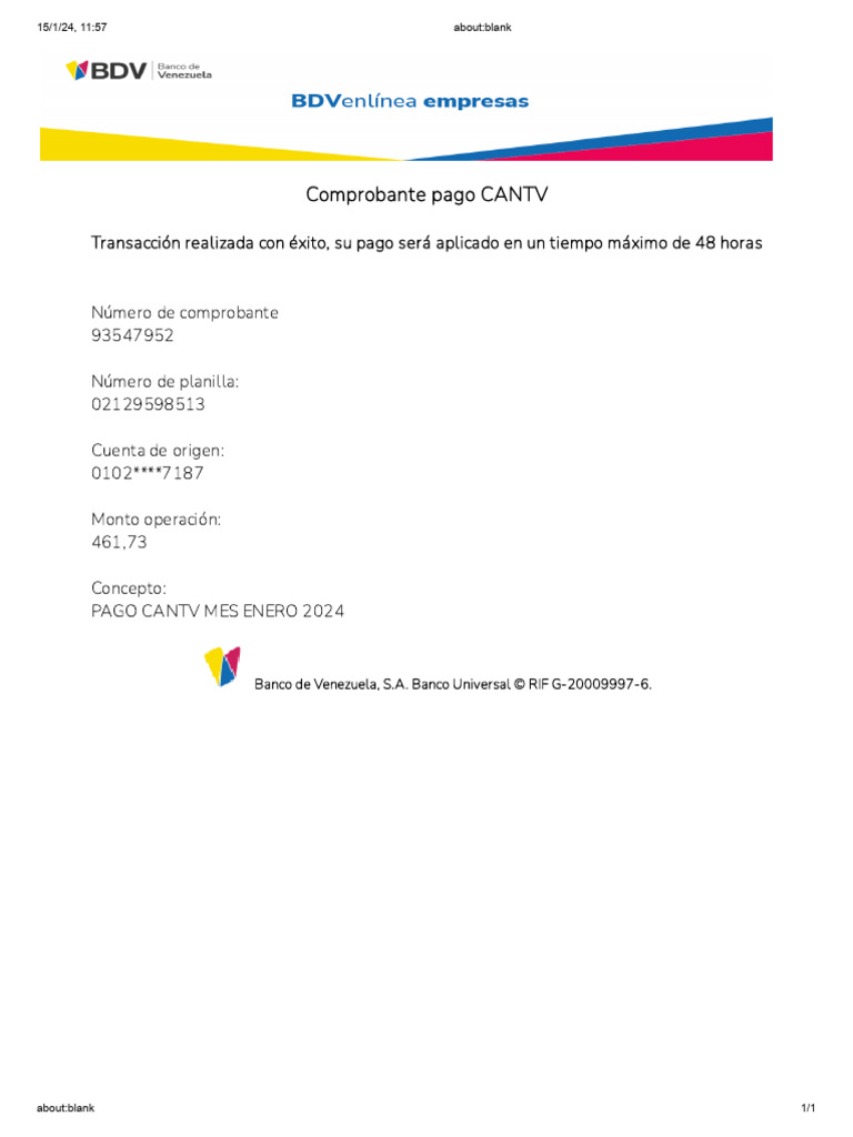 Pago Cantv 2024 | PDF