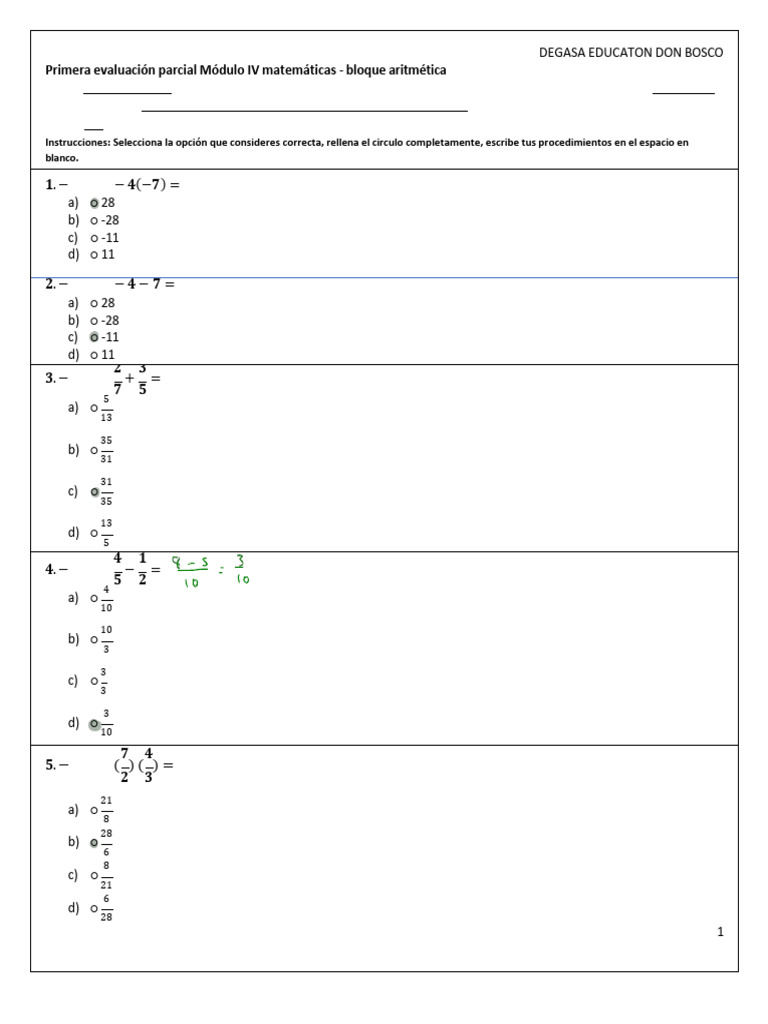 Evaluacion Aritmetica | PDF | Matemáticas