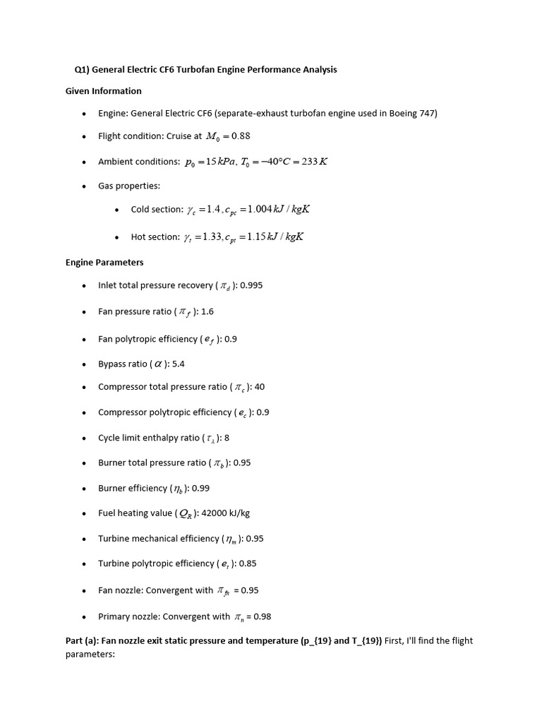CF6 Turbofan Engine Performance Analysis | PDF | Gas Technologies ...
