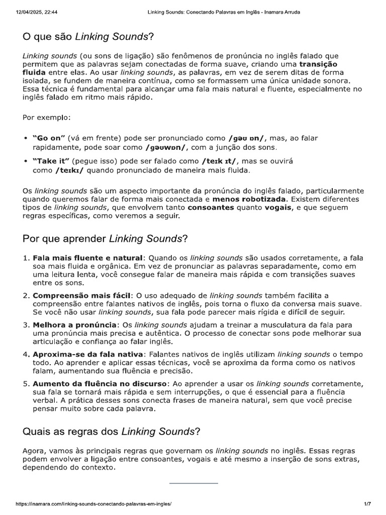 Linking Sounds | PDF