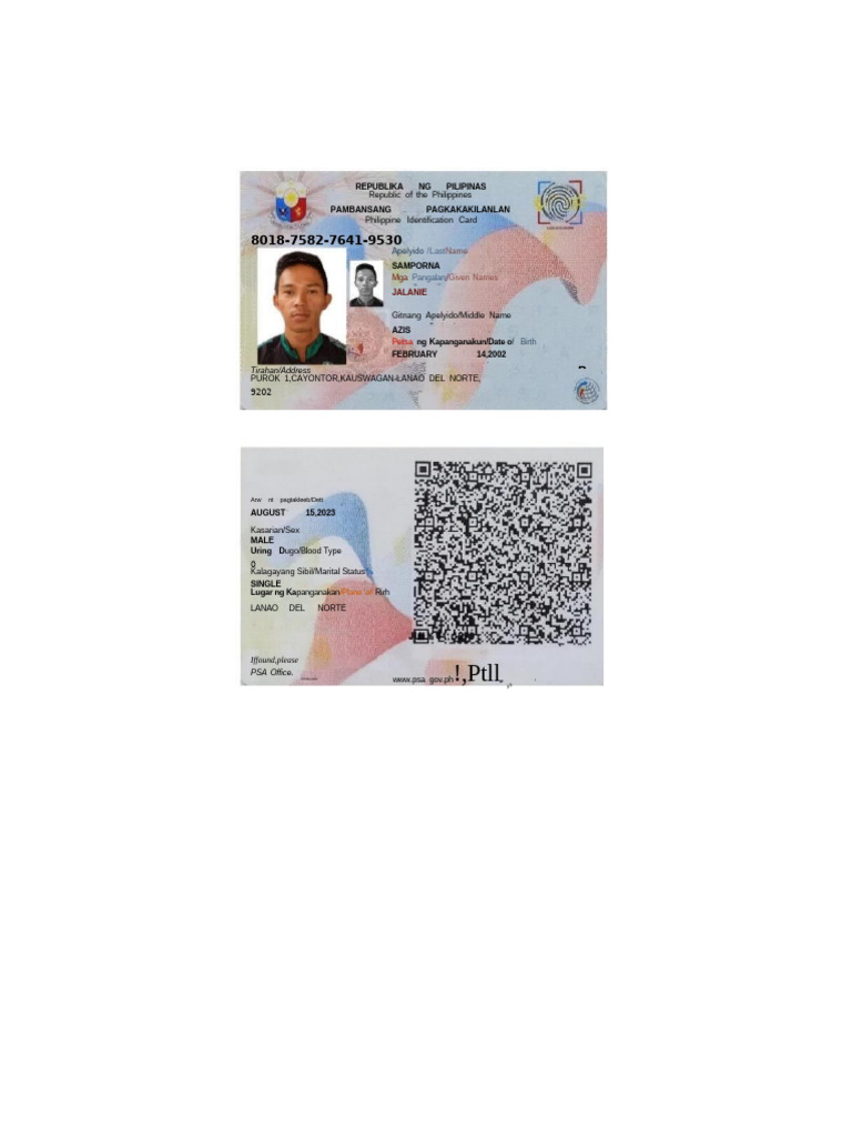 Philippine National ID Card Details | PDF