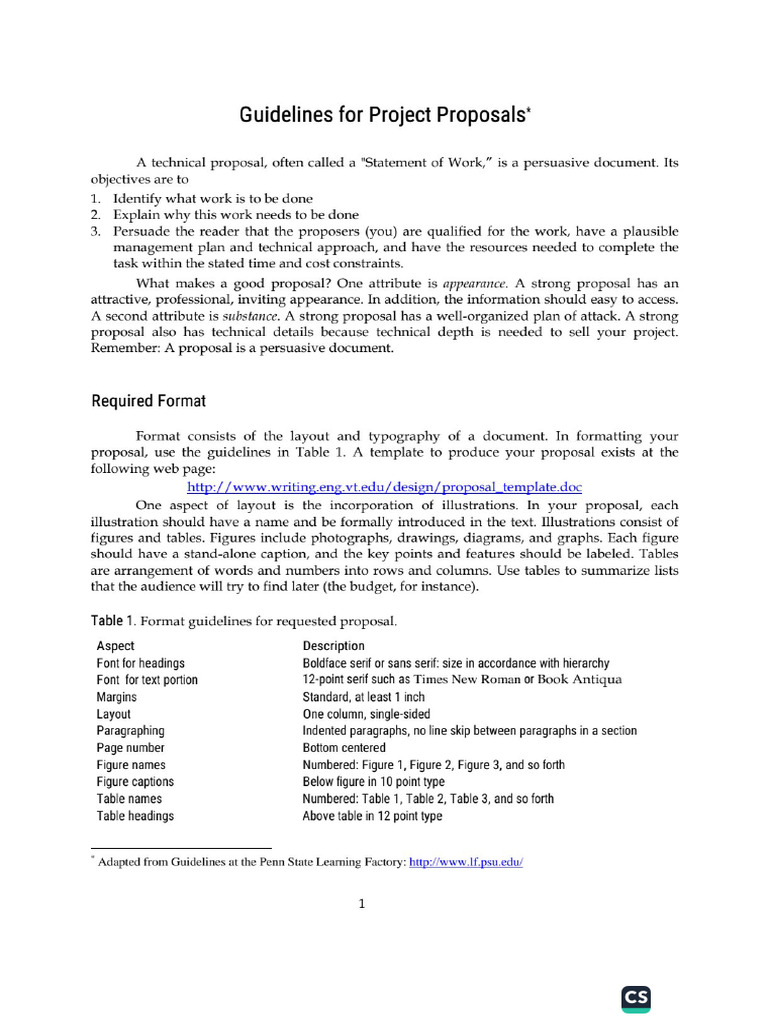 Proposal Guidelines | PDF